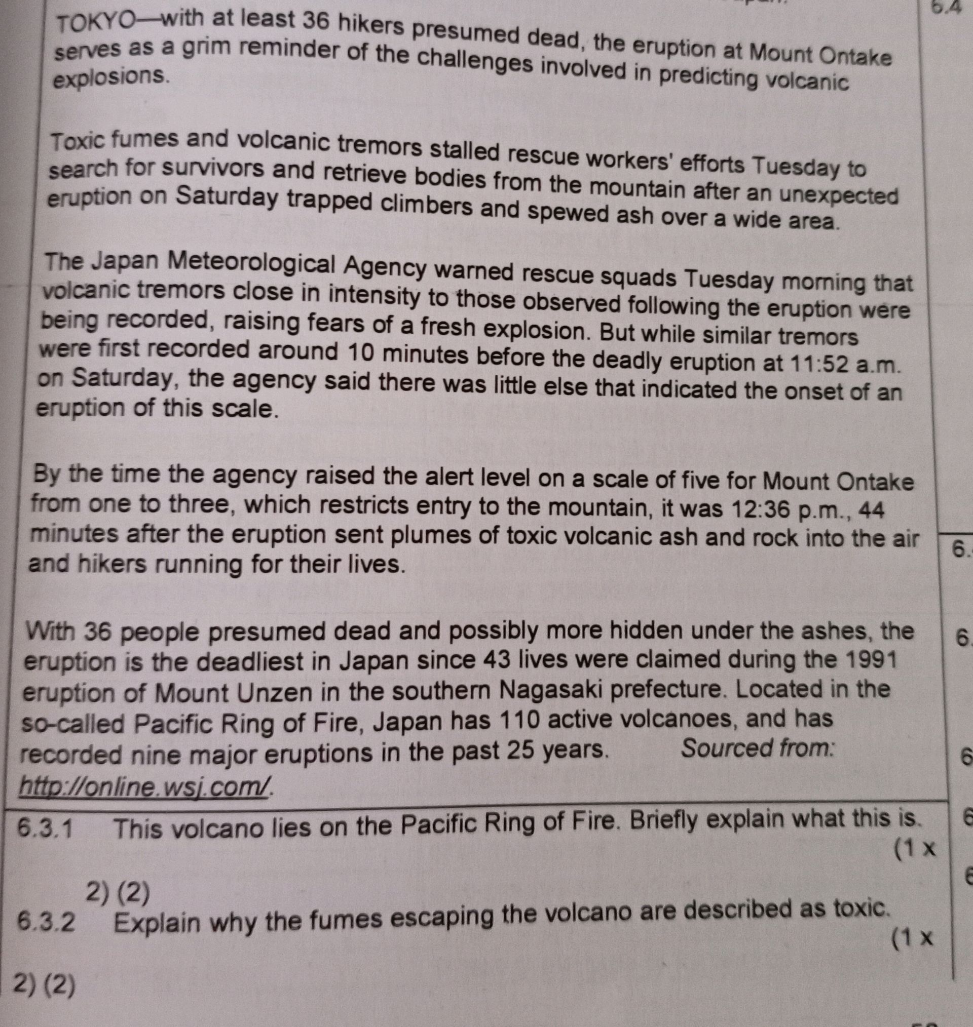 6.3.1 This volcano lies on the Pacific Ring | StudyX