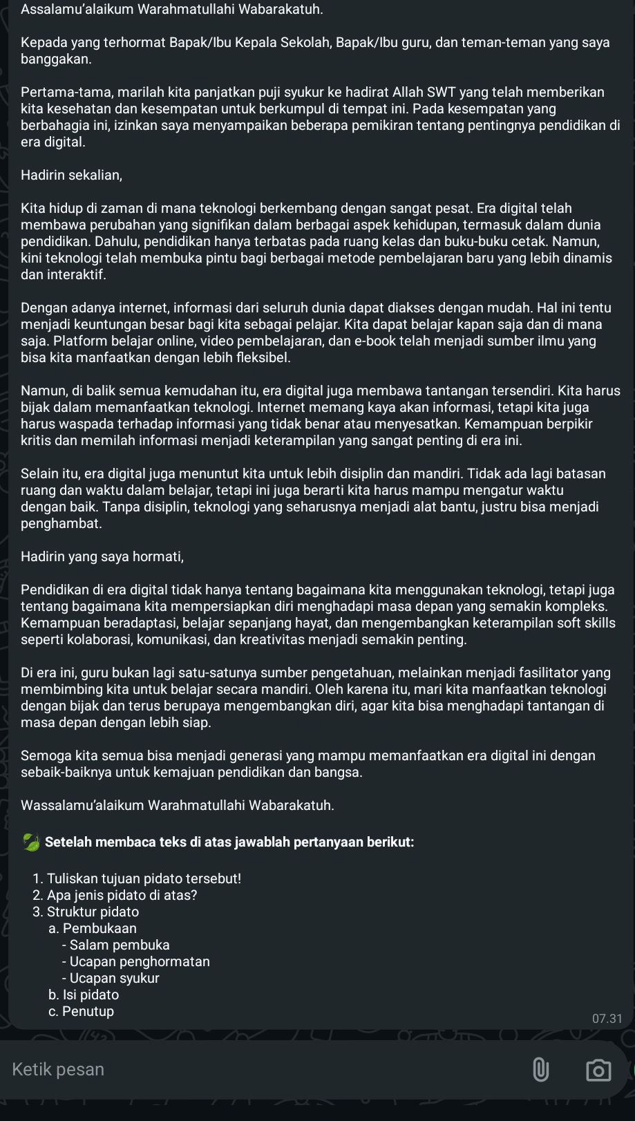 Setelah membaca teks di atas jawablah | StudyX