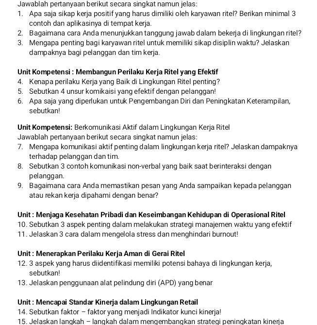 Jawablah pertanyaan berikut secara singkat | StudyX