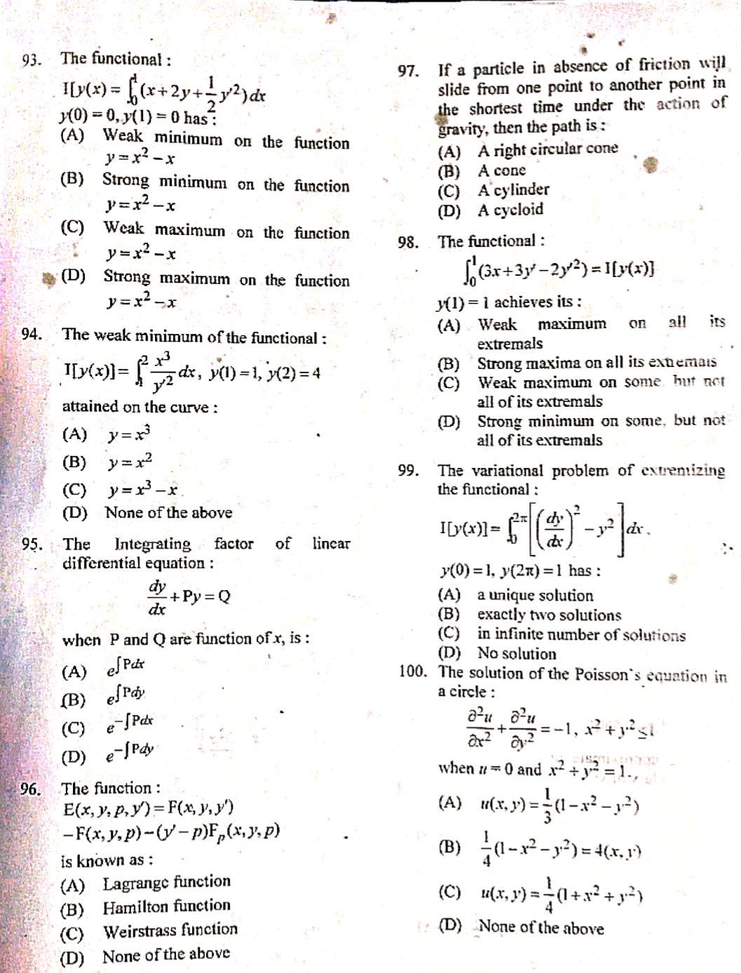 93. The functional: $I[y(x)] = _{0}^{1} (x | StudyX