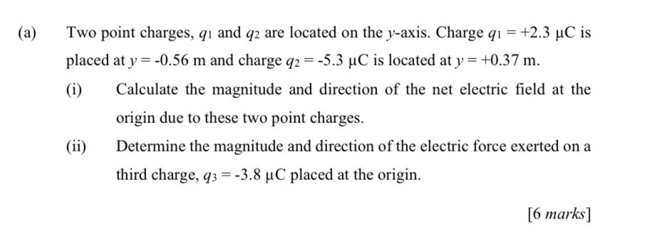 (a) Two point charges, $q_1$ and $q_2$ are | StudyX