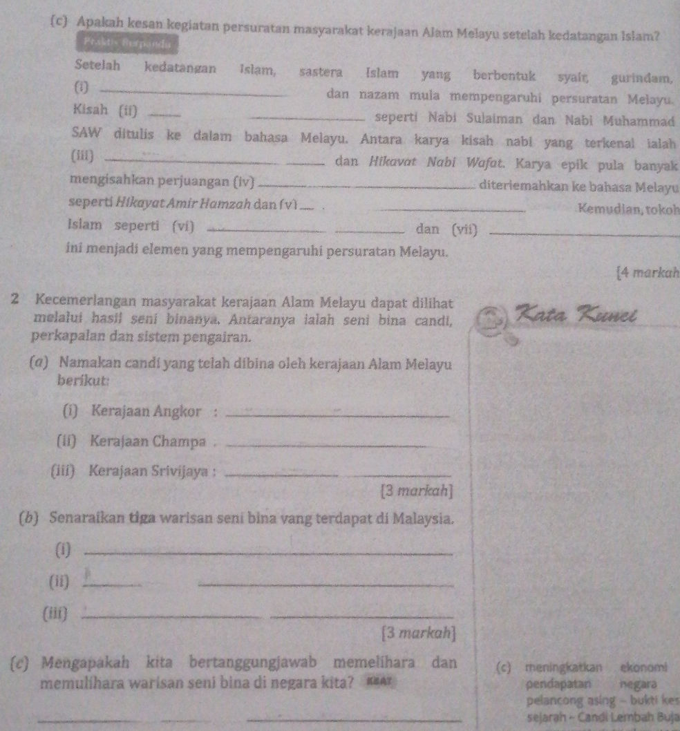 (c) Apakah kesan kegiatan persuratan | StudyX