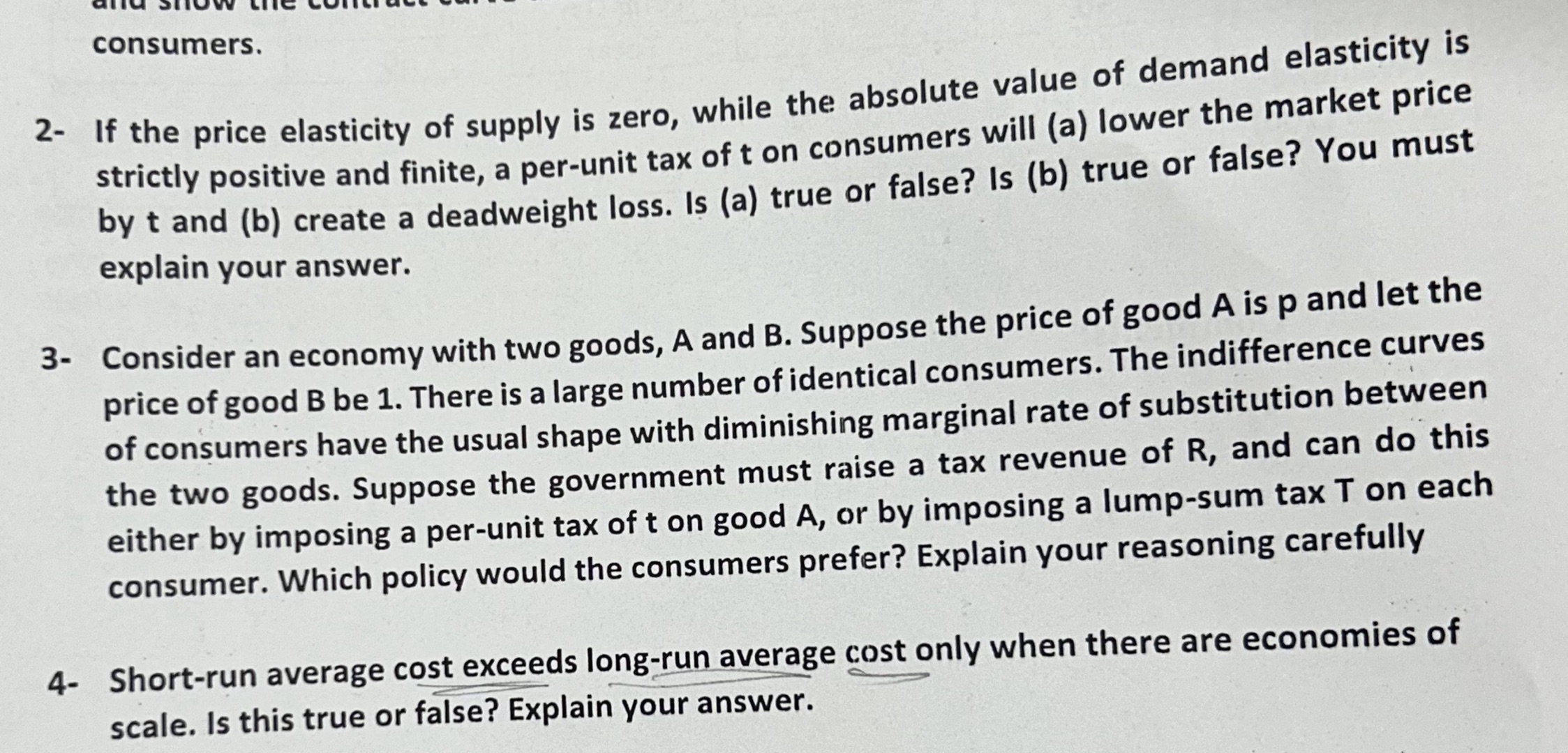 2- If the price elasticity of supply is | StudyX