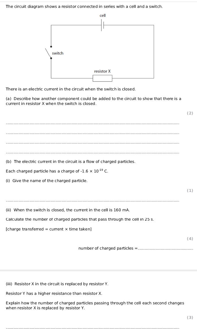 The circuit diagram shows a resistor | StudyX
