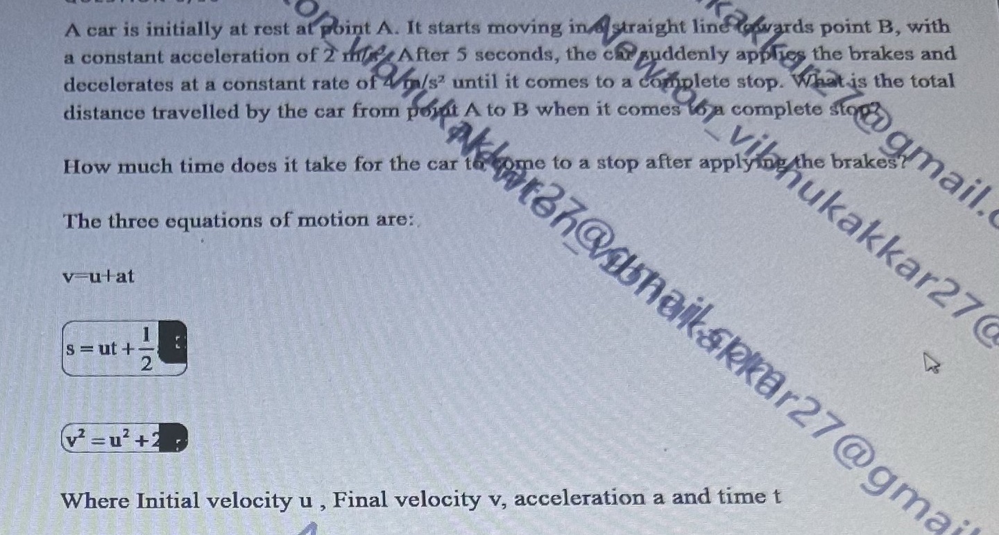 A car is initially at rest at point A. It | StudyX