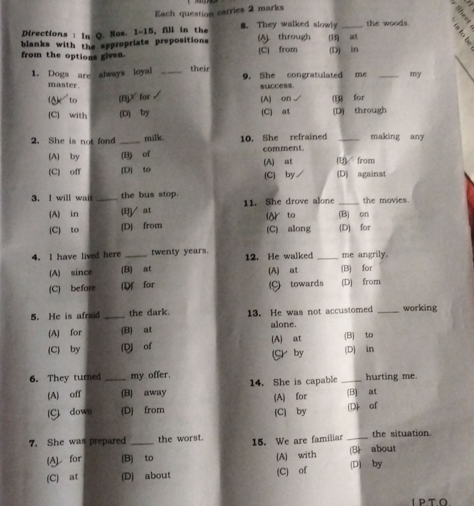 Directions: In Q. Nos. 1-15, fill in the | StudyX