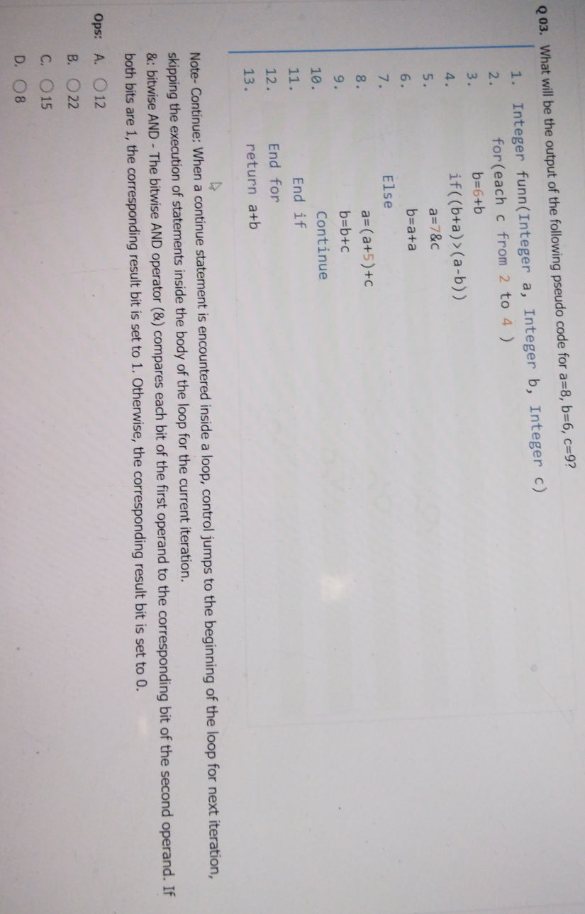 Q03. What will be the output of the | StudyX