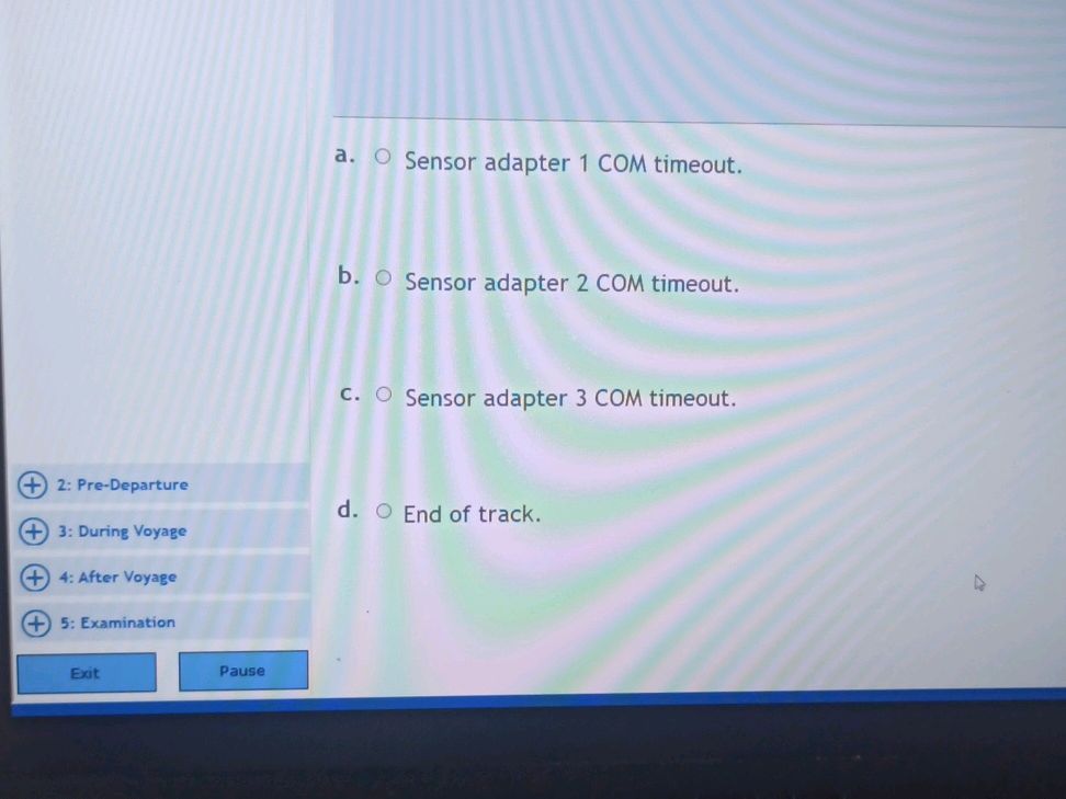 a. Sensor adapter 1 COM timeout. b. Sensor | StudyX