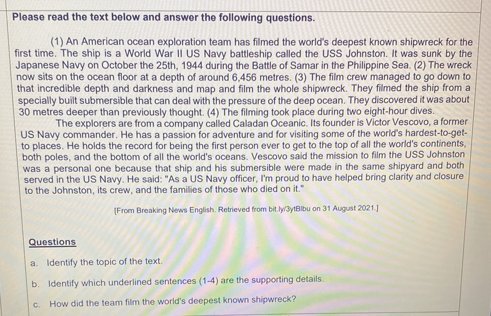 Please read the text below and answer the | StudyX