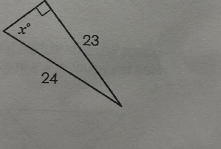 The image shows a right triangle with sides | StudyX