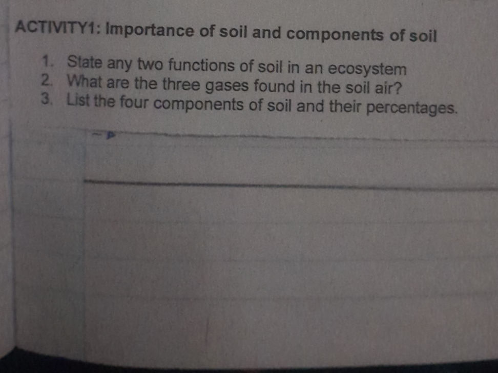 ACTIVITY1: Importance of soil and components | StudyX