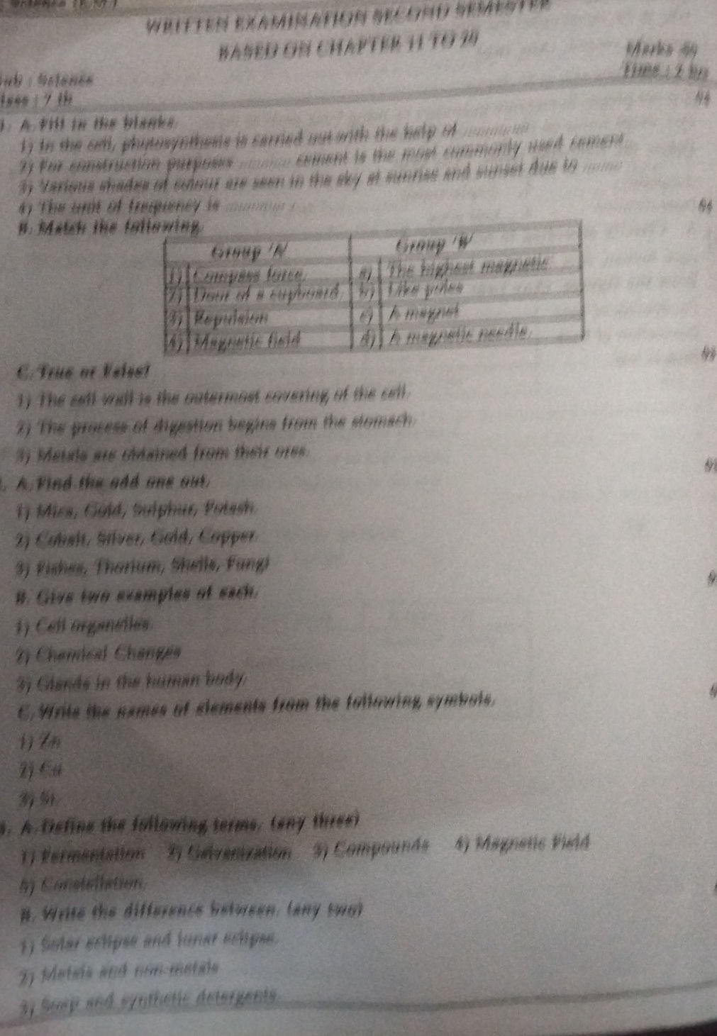 A. Fill in the blanks. 1) In the cell, | StudyX