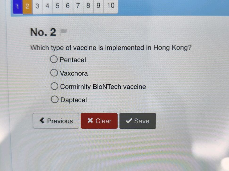 Which type of vaccine is implemented in Hong | StudyX