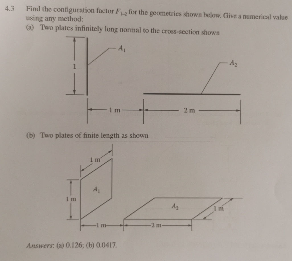 4.3 Find the configuration factor $F_{1-2}$ | StudyX