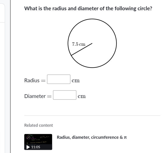 What is the radius and diameter of the | StudyX