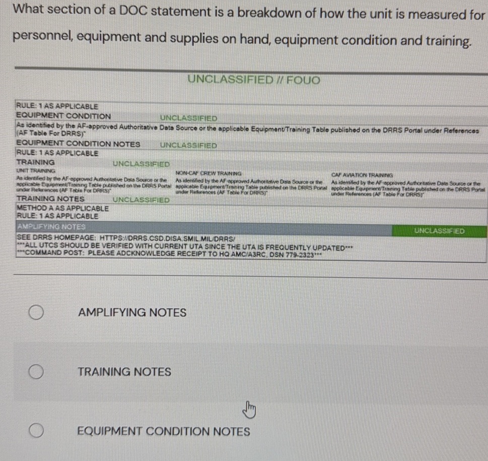 What section of a DOC statement is a | StudyX