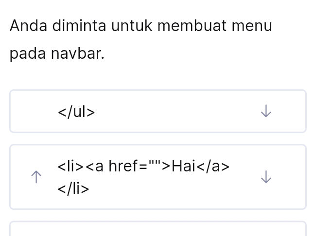 Anda diminta untuk membuat menu pada navbar. | StudyX