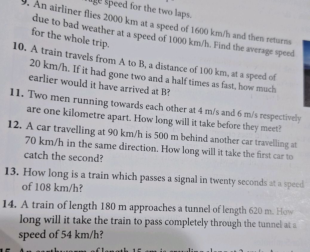 9. An airliner flies 2000 km at a speed of | StudyX