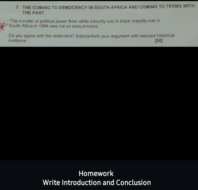 7. THE COMING TO DEMOCRACY IN SOUTH AFRICA | StudyX