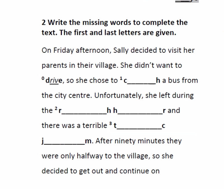 2 Write the missing words to complete the | StudyX