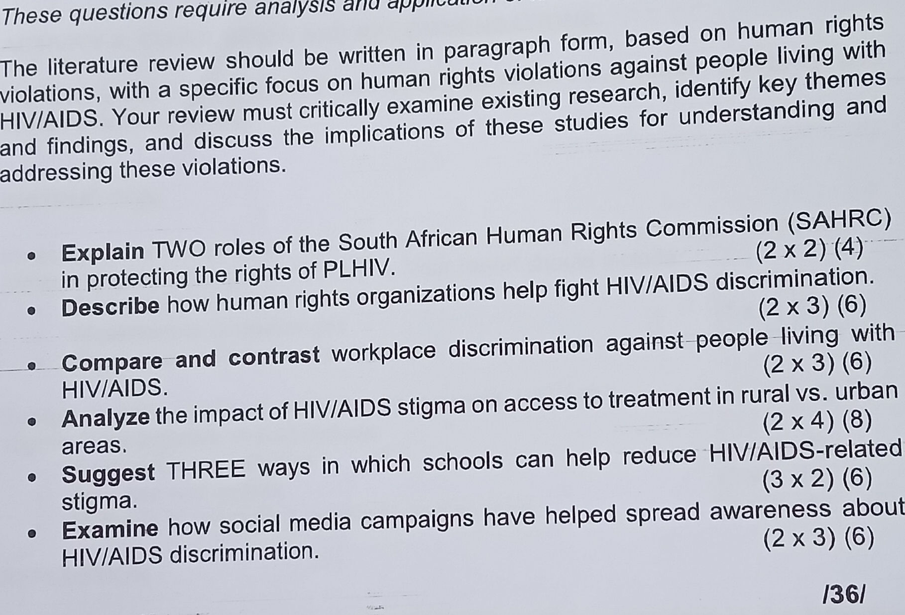 Explain TWO roles of the South African Human | StudyX