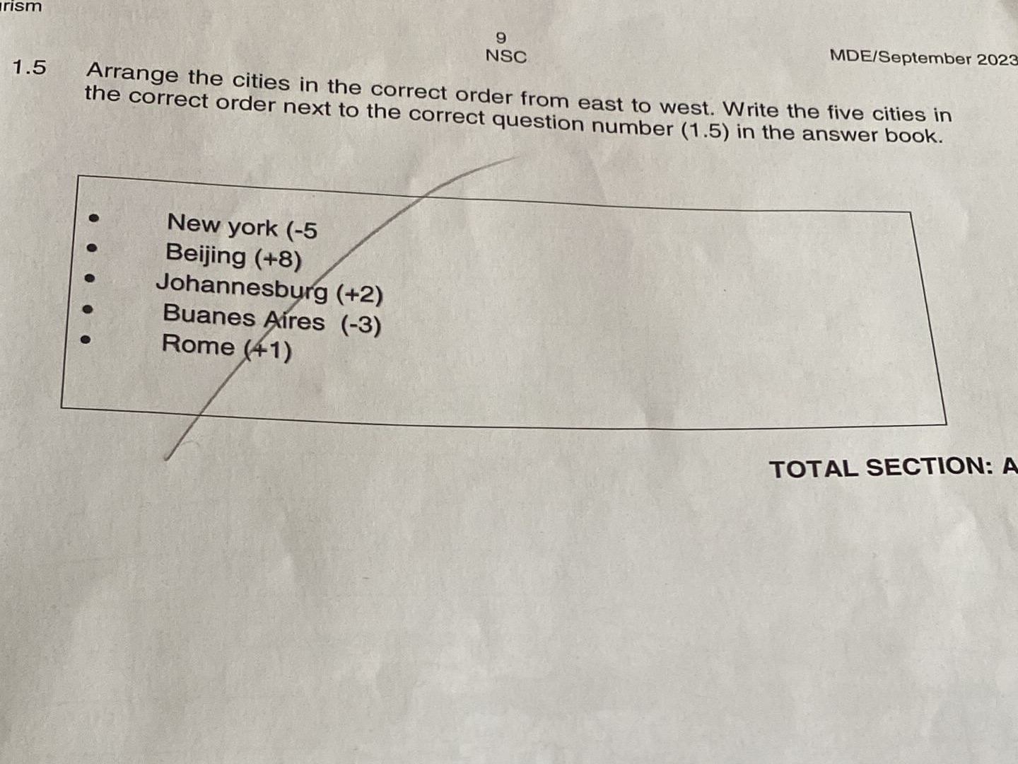 Arrange the cities in the correct order from | StudyX