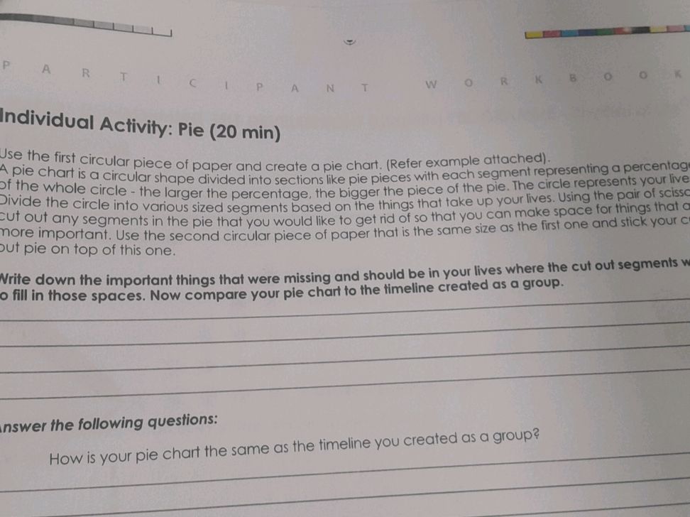 Individual Activity: Pie (20 min) Use the | StudyX