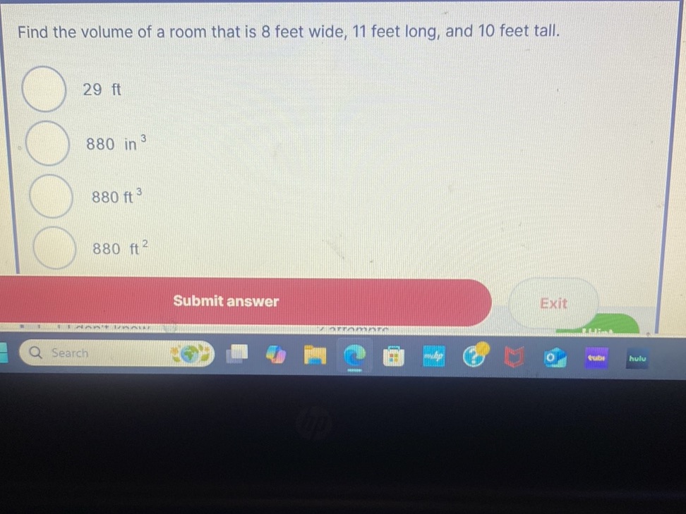 Find the volume of a room that is 8 feet | StudyX