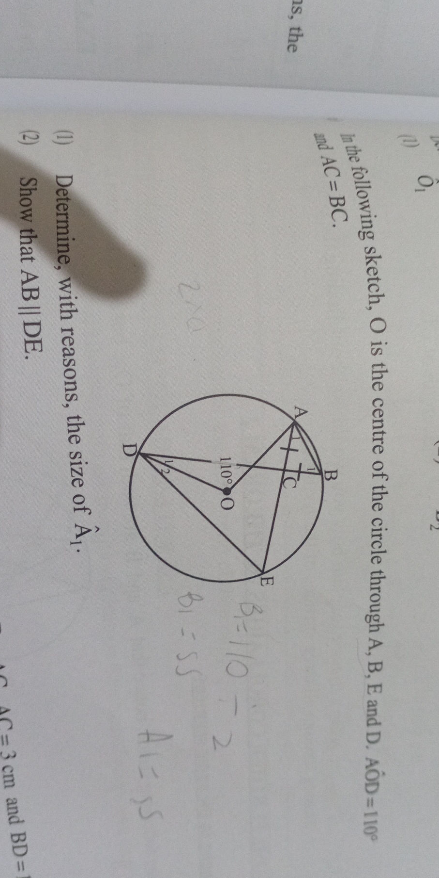 In the following sketch, O is the centre of | StudyX