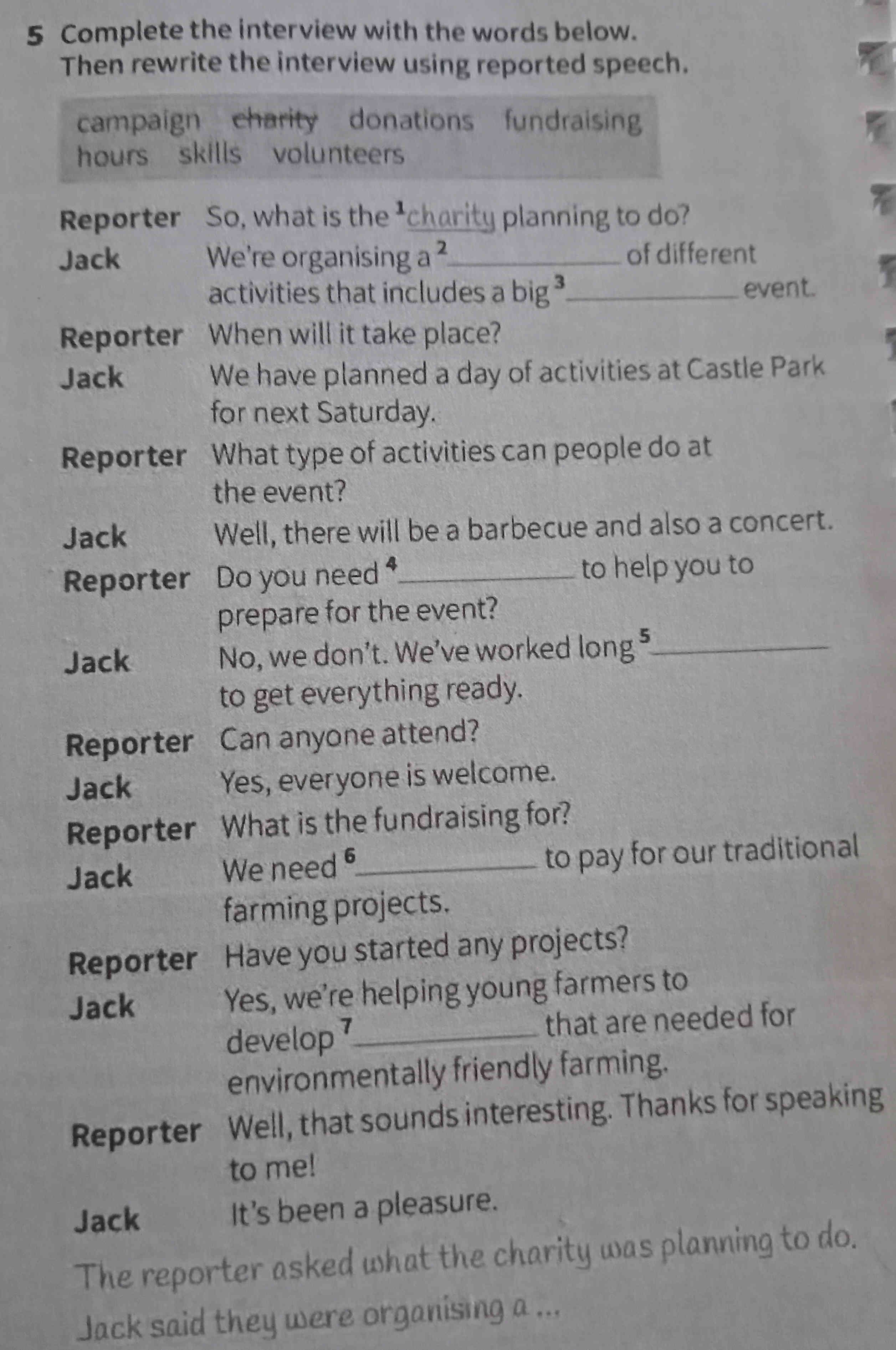 5 Complete the interview with the words | StudyX