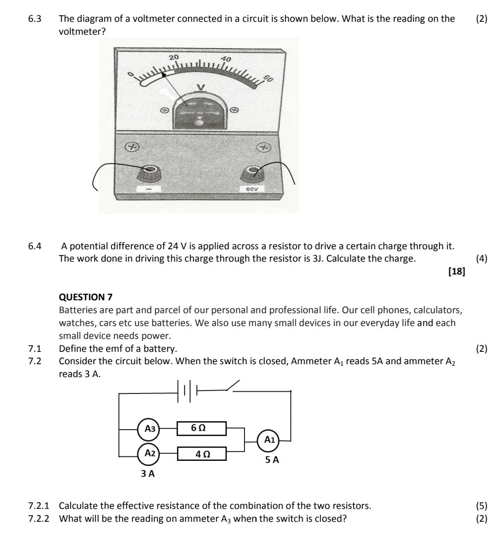 6.3 The diagram of a voltmeter connected in | StudyX