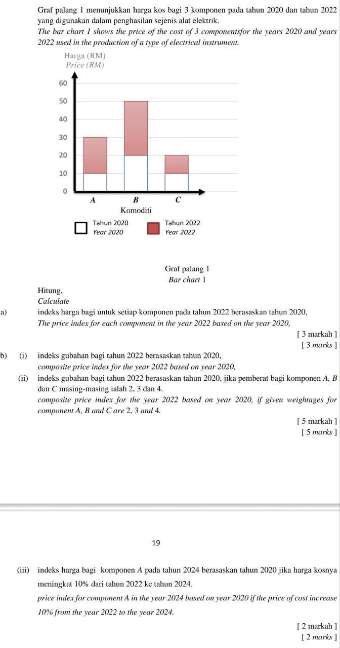 Graf palang 1 menunjukkan harga kos bagi 3 | StudyX
