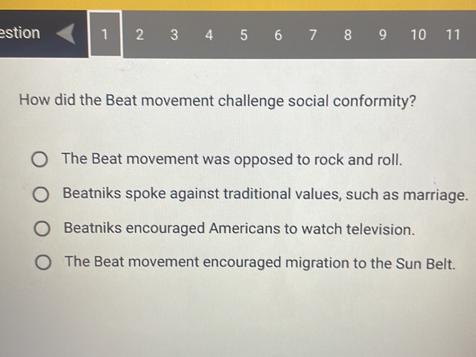 How did the Beat movement challenge social | StudyX
