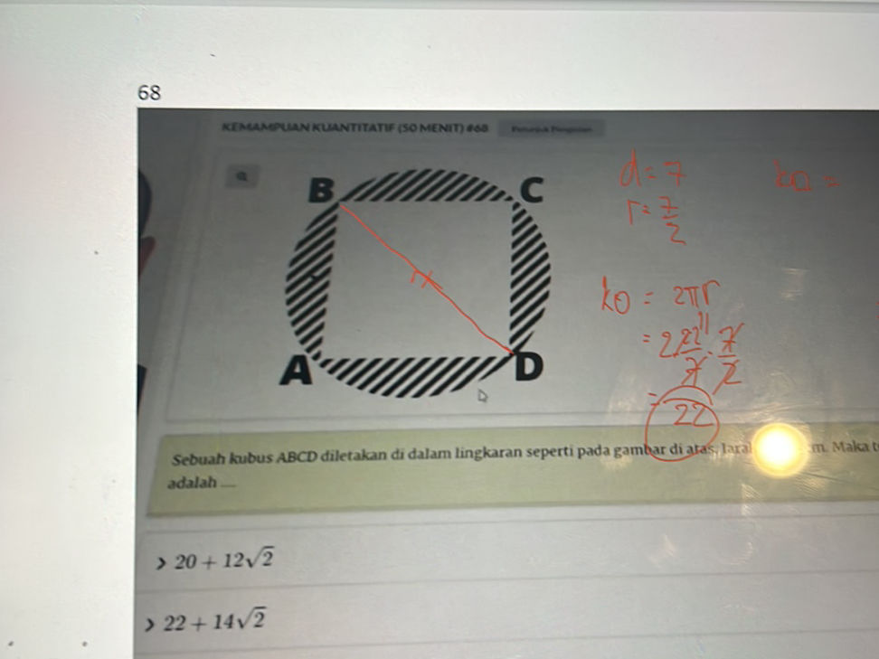 Sebuah kubus ABCD diletakan di dalam | StudyX