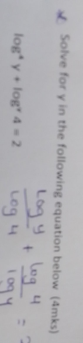 Solve for y in the following equation below | StudyX