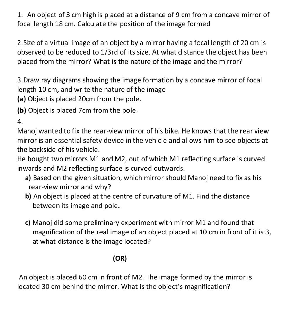 1. An object of 3 cm high is placed at a | StudyX