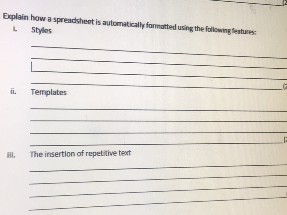 Explain how a spreadsheet is automatically | StudyX