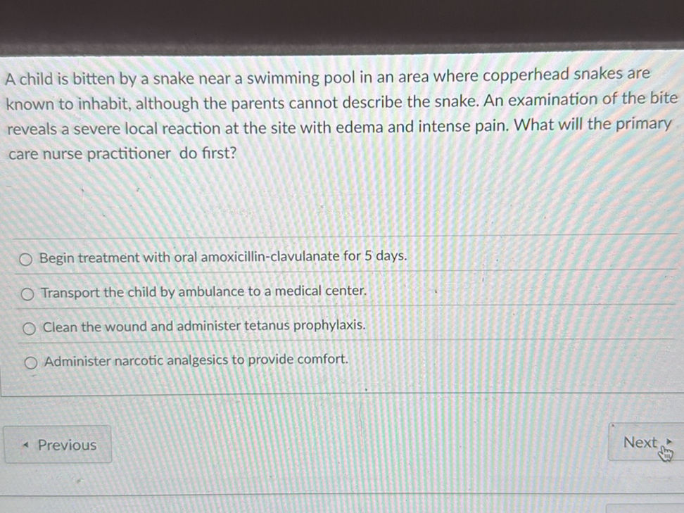 A child is bitten by a snake near a swimming | StudyX