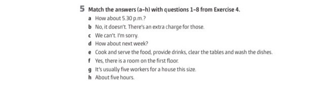 Match the answers (a-h) with questions 1-8 | StudyX