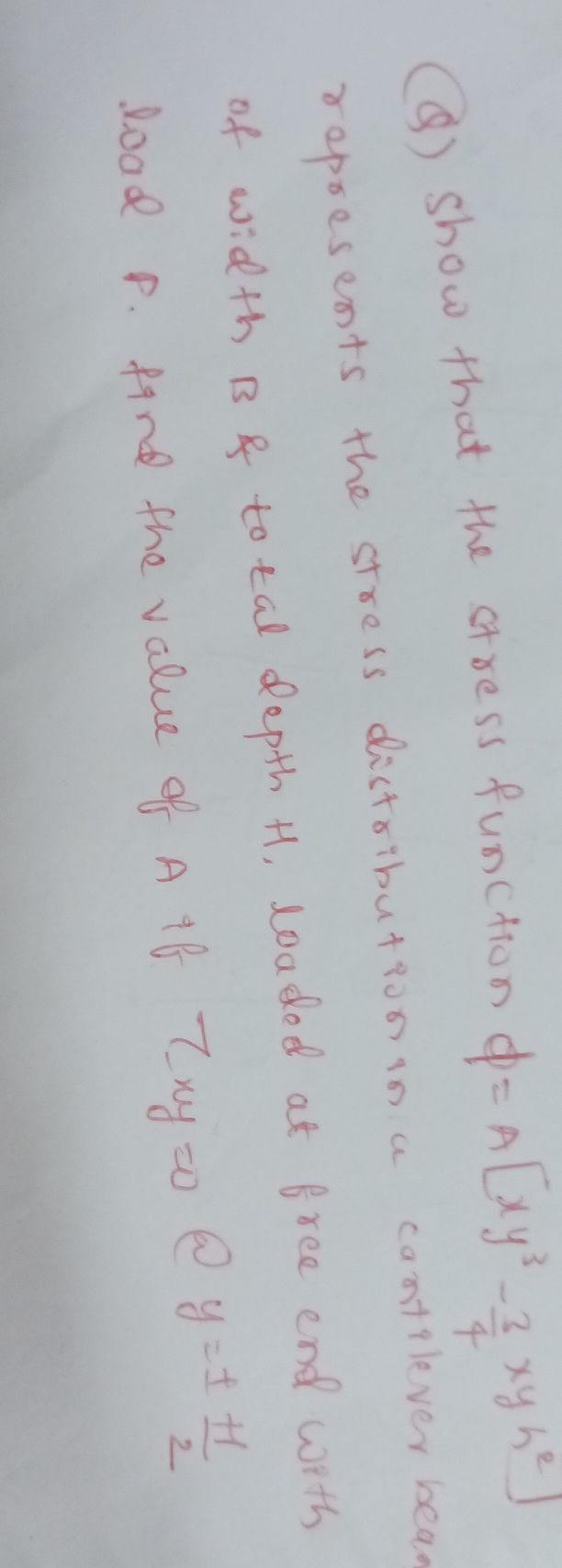 (a) Show that the stress function $ = | StudyX