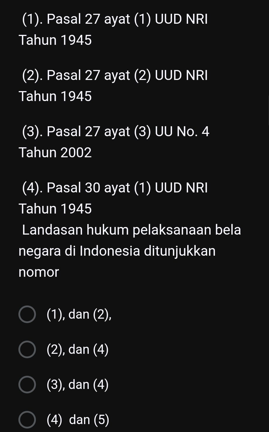 (1). Pasal 27 ayat (1) UUD NRI Tahun 1945 | StudyX