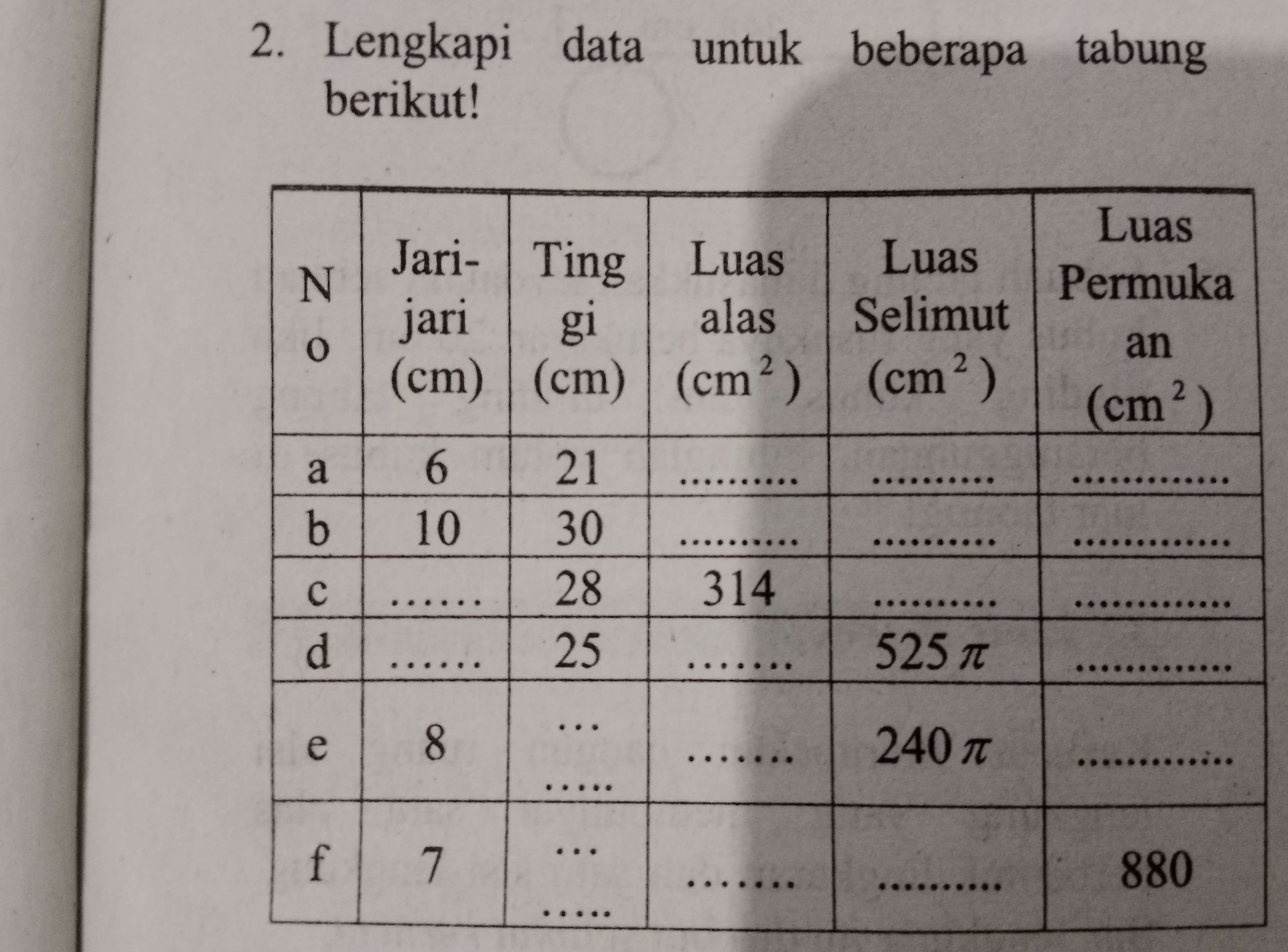 2. Lengkapi data untuk beberapa tabung | StudyX