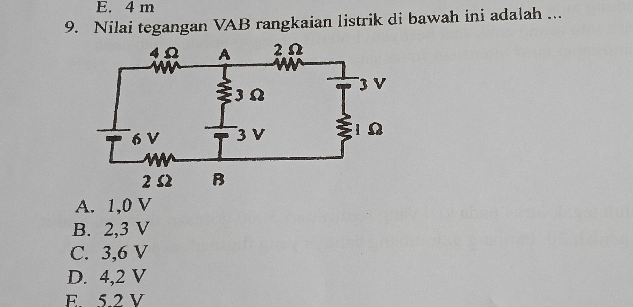 9. Nilai tegangan VAB rangkaian listrik di | StudyX