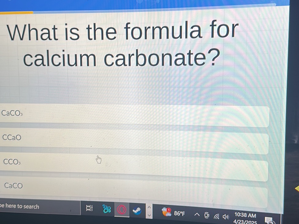 What is the formula for calcium carbonate? | StudyX