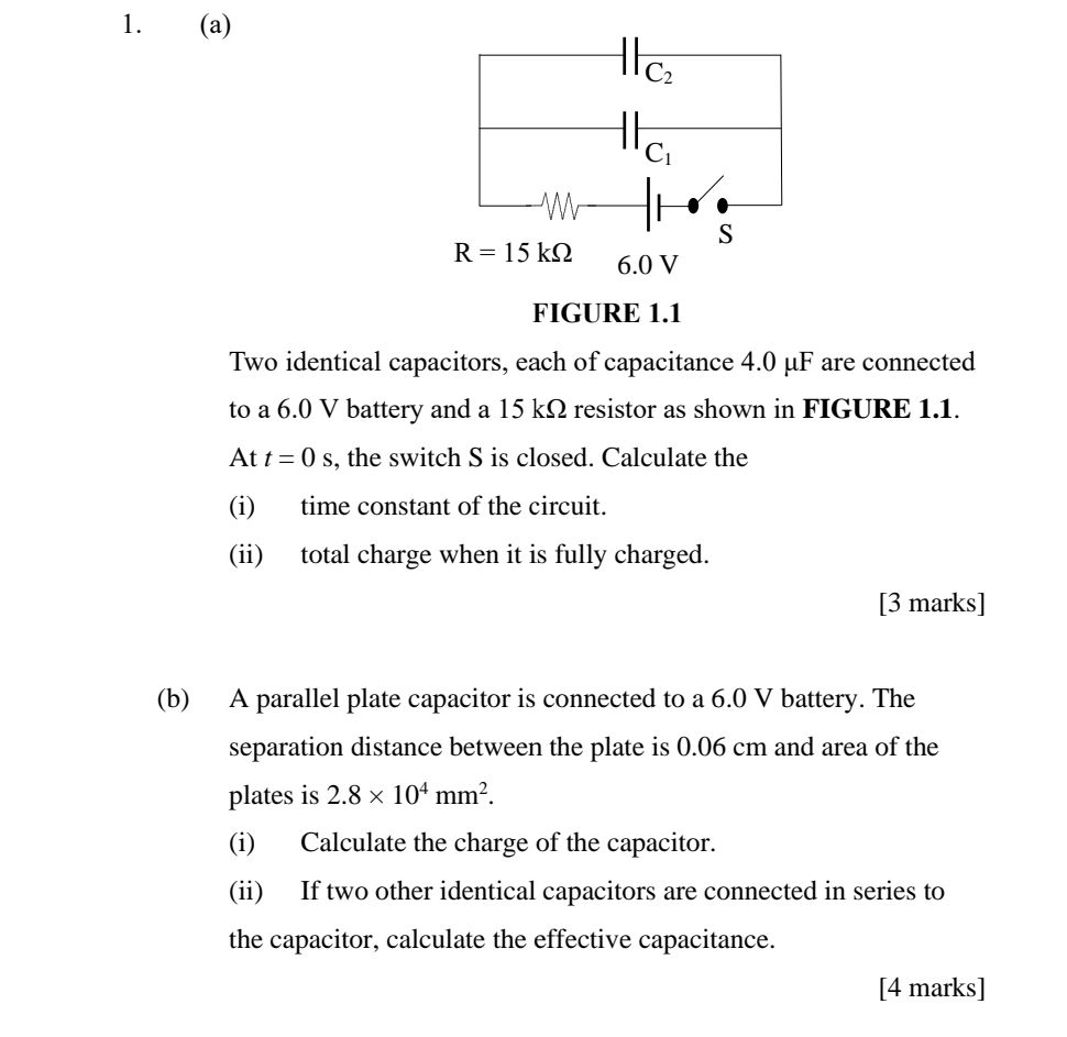 1. (a) Two identical capacitors, each of | StudyX