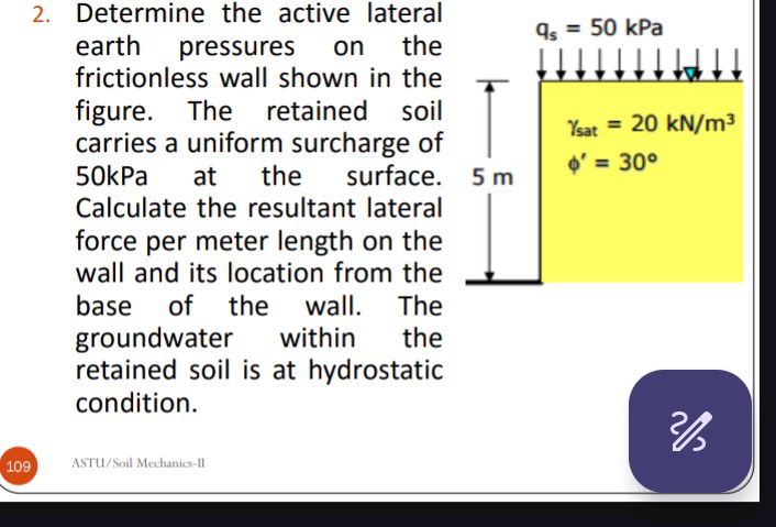 2. Determine the active lateral earth | StudyX