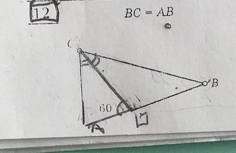 BC = AB There is a diagram of a triangle | StudyX