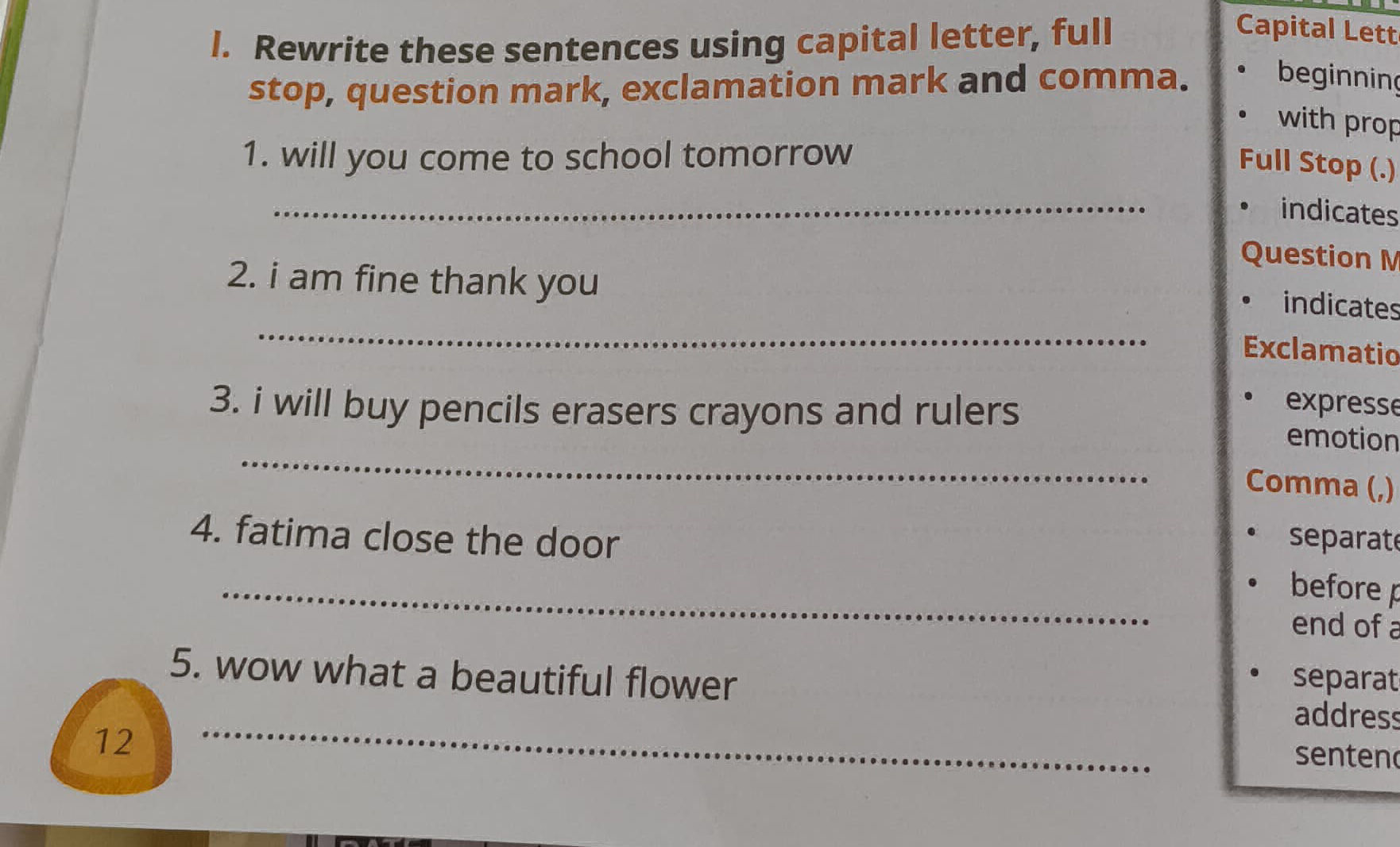 1. Rewrite these sentences using capital | StudyX