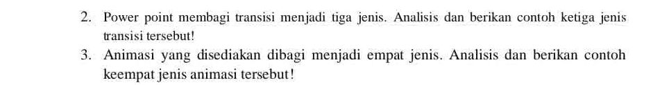 2. Power point membagi transisi menjadi tiga | StudyX