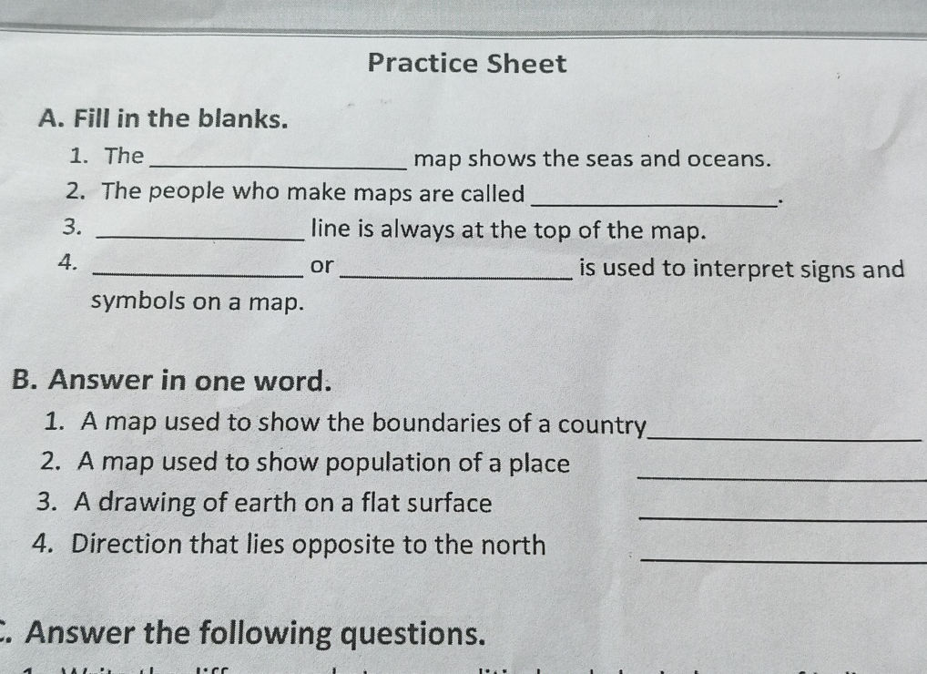 A. Fill in the blanks. 1. The map shows the | StudyX